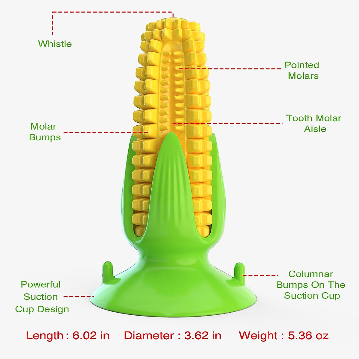 yuxiaoyu Dog chew Toy，Dog Suction Cup Sounding Toy, Corn Shaped Indestructible Dog Squeaky Toy Rubber for Small Medium Dogs，Massage Molar Toy for Small and Large Dogs