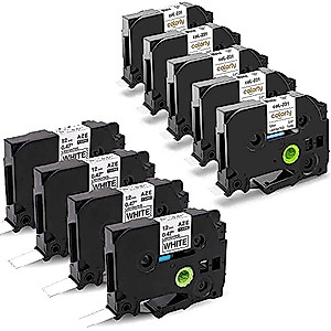 Colorty Compatible Label Tape Replacement for Brother Ptouch TZe-231 TZe Tape 12mm 0.47 Inch TZe231 TZ231 Black on White Laminated Tape for P-touch PT D210 H110 D600 Label Maker, 26.2 Feet (8m) 9 Pack