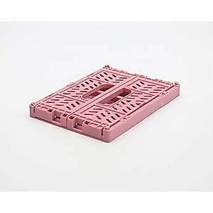 Chloe Emily & Co Stylish Stackable Storage Bins | Sets Plastic Sturdy Foldable Storage Crates for Office, Pantry, Bathroom & Kitchen Organization | Set of 2 (Large, Pink)