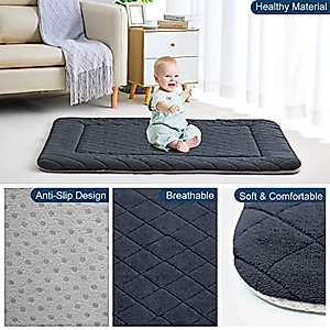 Hero Dog Large Dog Bed Crate Pad Mat for Dogs, 42" Soft Flannel Machine Washable Pet Beds with Non-Slip Bottom, Dark Grey L