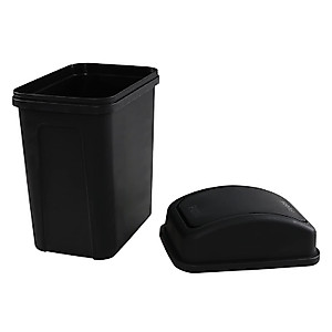 Idotry 1.8 Gallon / 7 Liter Plastic Trash Can, Small Garbage Bin with Swing Lid, Black