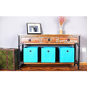 Amelitory Storage Bins Foldable Cube Organizer Fabric Drawer Set of 6 Lake Blue