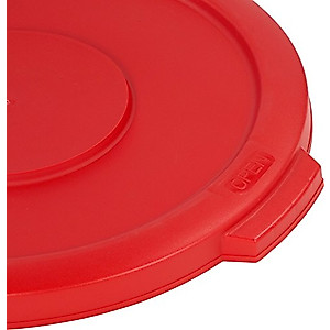 CFS 34101105 Bronco Polyethylene Round Lid, 16.13" Overall Diameter x 2.13" Height, Red, For 10 Gallon Containers (Case of 6)