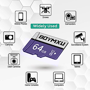 TF Memory Card 64GB,BOYMXU TF Card with Adapter,High Speed Memory Card Class 10 TF Card Memory Card for Phone Camera Computer-Purple