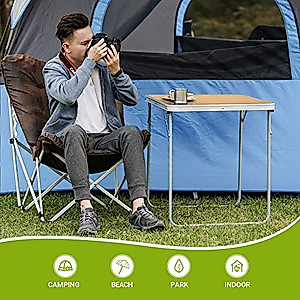 FUNDANGO Portable Table Lightweight Foldable with Handle Steel Frame Fold Up Small Desk for Camp, Outdoor, Beach Side, Picnic, 31.5x23.6x26.8Inches, Yellow, 31.5"x23.6"x26.8"