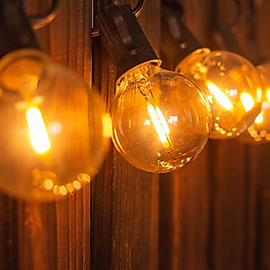 Sphoon Pack of 25 G40 Amber Glass Led Replacement Bulbs, 1W Equivalent 10W E12 Screw Base Soft Warm 2200K Globe Light Bulb for Indoor & Outdoor Led String Light Party Patio Garden Decor, CRI 90+