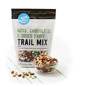 Amazon Brand Happy Belly Nuts, Chocolate & Dried Fruit and Roasted Salted Peanuts Trail Mix Bundle (3 Pounds)