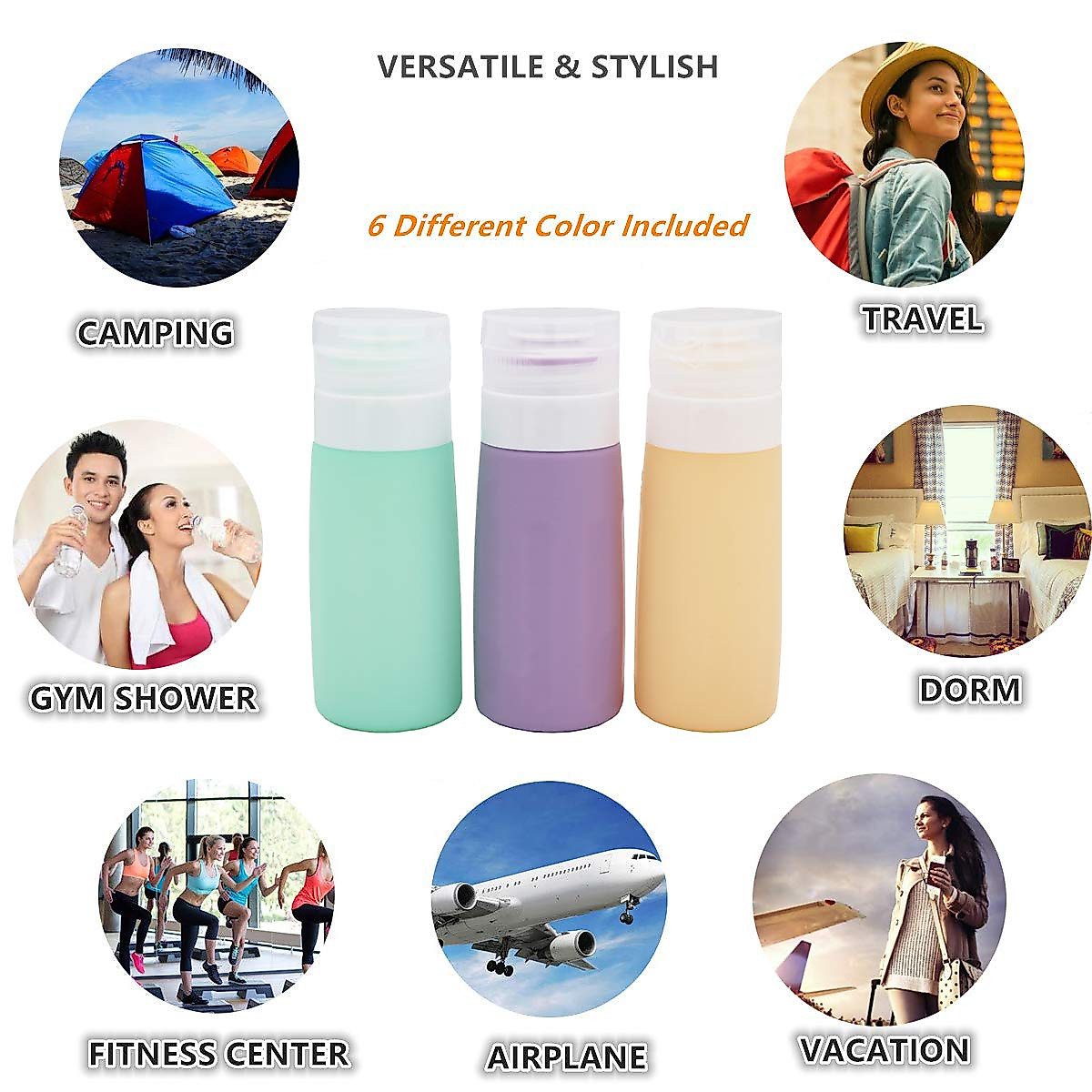 Cinlitek 10Pack Leakproof Silicone Travel Bottles,TSA-Approved Travel Toiletry Bottles for Shampoo Lotion Body Wash-Essential Travel Accessories, Travel Sized Containers for Toiletries