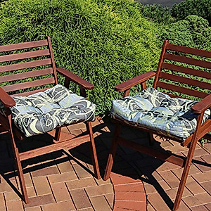 Sunnydaze Set of 2 Tufted Square Patio Cushions for Indoor/Outdoor Furniture - Replacement Cushions for Chairs and Seating - Seat Pads for Porch, Deck, and Garden Seats - Modern Jazz