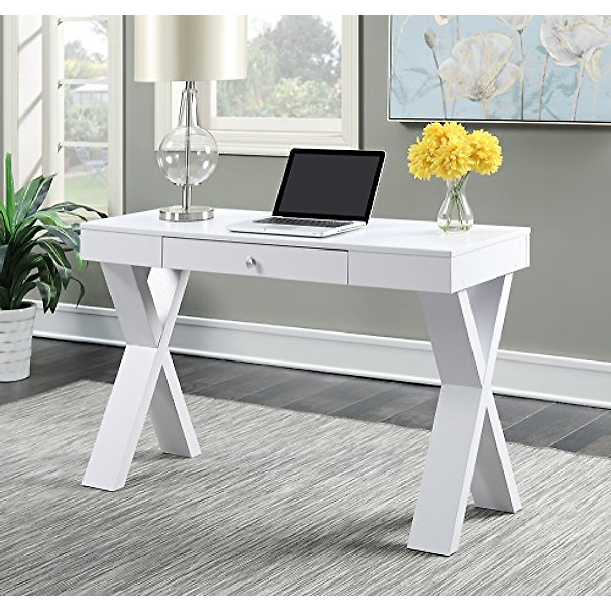 Convenience Concepts Newport 1 Drawer Desk, White