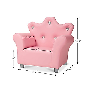 Melissa & Doug Pink Faux Leather Child’s Crown-Back Armchair (Kid’s Furniture) - Princess Chair For Toddlers, Children's Furniture, Pink Chair For Kids