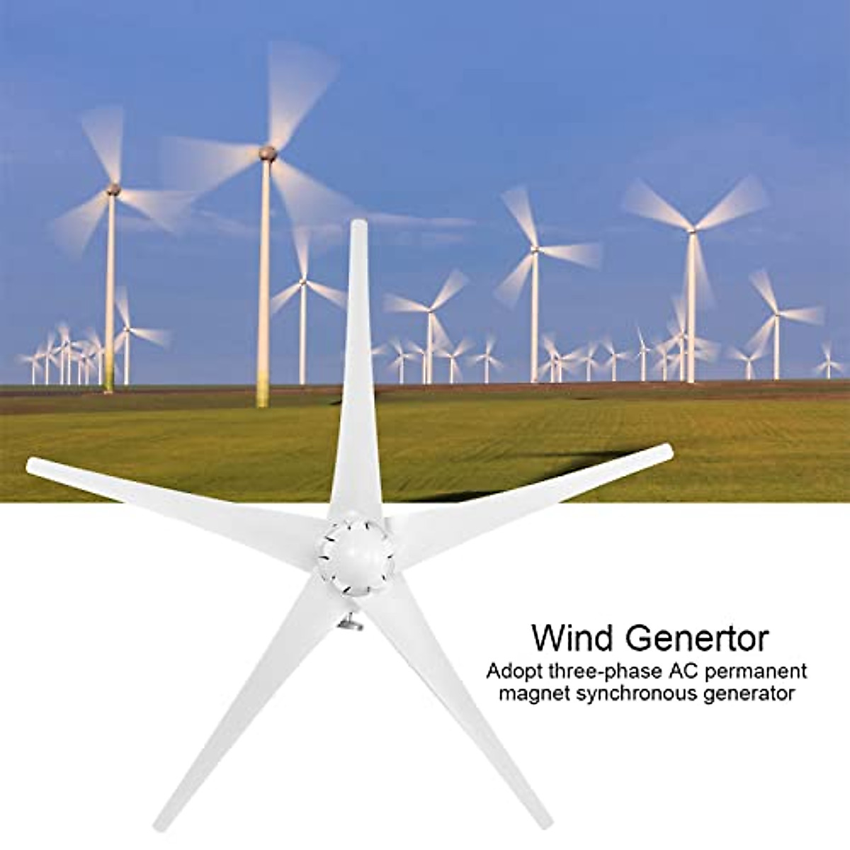 ViaGasaFamido Wind Turbine Generator, Windmill Generator 800W Wind Turbine Businesses 5 Blade Wind Controller Turbine Generator Kit for Boats, Terraces, Cabins or Home(White 24V)