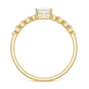 Certified Moissanite 6X8MM Emerald Cut Engagement Ring for Women, D-VS1 Quality - With Jewelry Box, 14K Yellow Gold, Size:US 4.50