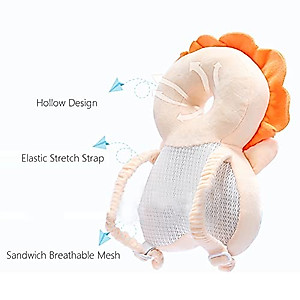 Toddler Baby Head Protection Cushion, Head Safety Protector Pad for Baby Toddler Walker, Adjustable Toddlers Head Safety Pad Cushion Backpack for Crawling and Walking (Little Lion)