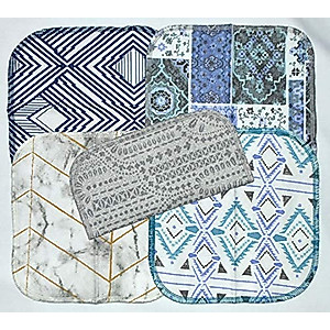 1 Ply Moroccan Tile Flannel Washable Kids Lunchbox Napkins 8x8 inches 5 Pack - Little Wipes (R) Flannel