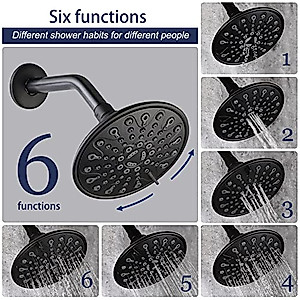 SWKB Shower Faucet with Tub Spout Matte Black Bathroom Shower Tub Faucet Set with 6-spray Shower Head System, Single Handle Shower Trim Kit with Rough-in Valve