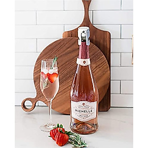 HYZ Champagne Stoppers 1*White 1*Pink, Professional Sparkling Wine Stopper for Prosecco, Cava and Bubbly, Champagne Bottle Cork, Saver, Sealer - Stainless Steel & Only Silicone Sealed