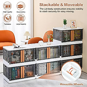 DILIBRA 3 Packs Storage Bins with Lids, 19 Gal Stackable Closet Organizers and Storage with Wheels, Large Collapsible Plastic Toy Storage Boxes Storage Containers for Home Office Dorm Room Organizing