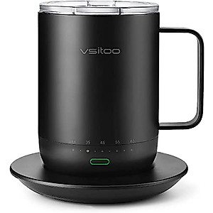 VSITOO Temperature Control Smart Mug 2 - Keep Your Coffee Hot All Day, Self Heating Coffee Mug with Lid, 14 oz, 90 Min Battery Life - App & Manual Controlled Heated Coffee Mug - Gift for Coffee Lovers