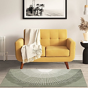 GUBIYU Boho Bedroom Rug Green Sun Area Rugs Runner Rug Sage Green Abstract Large Area Rugs Non Slip Bathroom Rugs Kitchen Runner Rugs Living Room Rugs for Laundry Nursery Kids Room Entryway 23.6"x59"