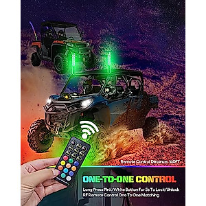 CO LIGHT Fat Spiral LED Whip Lights Thick Antenna 1FT Remote Control RGB Chasing/Dancing Light for UTV ATV 2PCS, APP-Supported 300 Colors & 200 Modes with Turn Signal, Brake Light, Reversing Light
