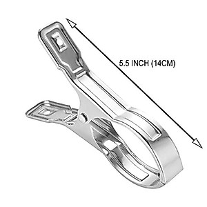 Beach Towel Clips, 12 Pcs 5.5 Inch Length Stainless Steel Mental Clips for Quilt, Beach Towel, Blankets, Clothes, Skirts, Pool Cover, Photos (5.5 inch 12 pcs)