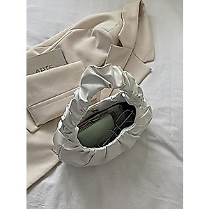 WDIRARA Women's Ruched Bag PU Leather Shoulder Handbag Bag Mini Purse White one-size