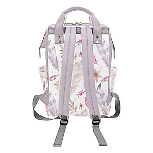 COWSROCK Personalized Mommy Nursing Bags Baby Girl Boy Diaper Bags, With Name Custom Upload the Baby's Name or a Message Feather Arrow Boho Style Diaper Backpack