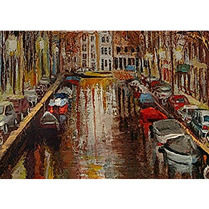 (SOLD) Winter's Arrival, Amsterdam - canal of the Netherlands by internationally renown painter Yary Dluhos