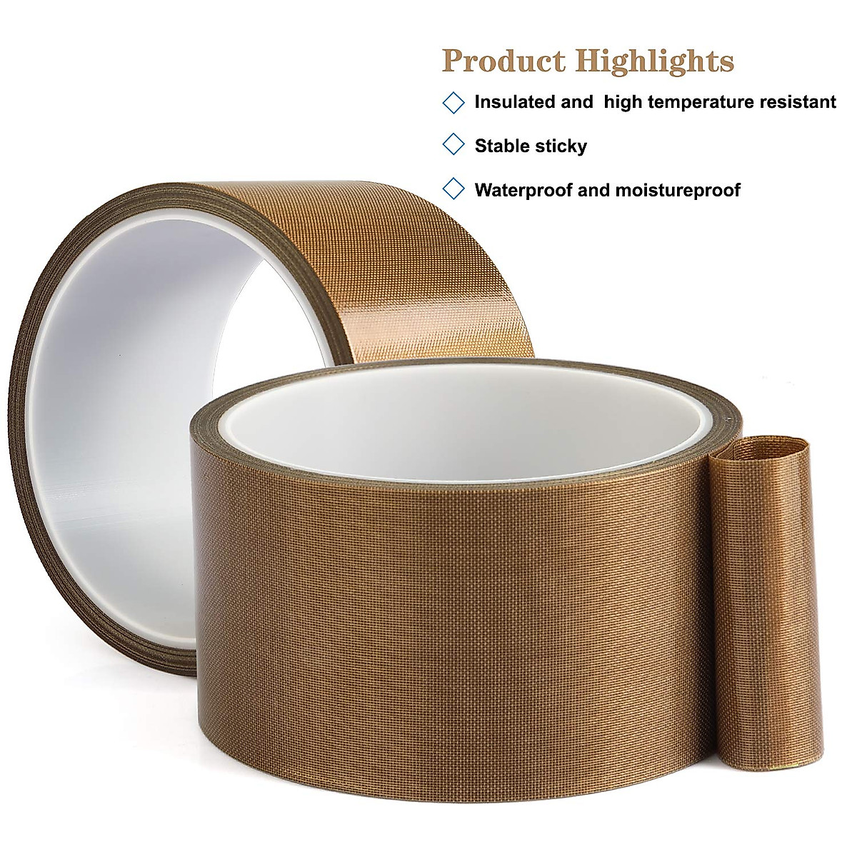 Gdrtwwh High Temperature Tape for Vacuum Sealer Machine,Hand Impulse Sealers-Teflon Tape/PTFE Fabric Tape Fits FoodSaver,Seal A Meal, Weston,CabellaSeal (1/2 inch x 33 Feet x 0.13mm)