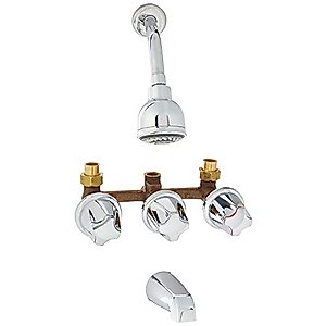 Pfister LG01-3110 3 Tub & Shower Faucet with Metal Knob Handles, Polished Chrome
