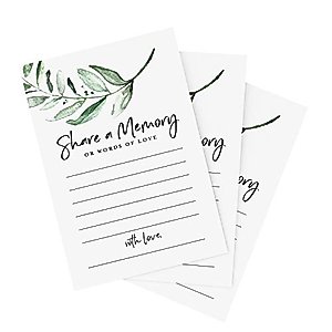 Bliss Collections Share a Memory Cards, Rustic Greenery, Cards for Weddings, Showers, Birthdays, Celebration of Life, Funeral, Retirement, Going Away and Graduation Memories, 4"x6" (Pack of 50)