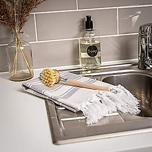 Oasis Living Turkish Style Hand Towel 100% Cotton | Set of 4 | Premium Towels for Kitchen, Bathroom, Gym, Face | Tea and Dishcloth (Grey)