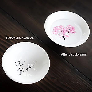 Magic Sakura Cherry Blossom Sake Cup - 2023 New Ceramic Sake Cold/Hot Temperature Color Changing Cup Glasses, Japanese Tea Wine Soju Sake Cup Glasses Set, Magical Blooming Sake Cups (Sakura- Cold＆Hot)