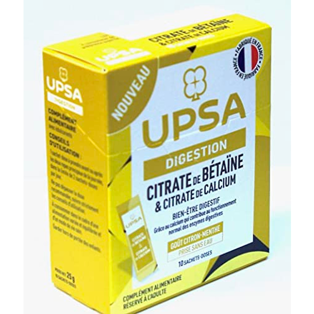 Betaine & Calcium Citrate by UPSA France for Digestive Comfort-Pack of 10 Sachets Doses