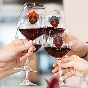 Drink Markers 12pc - Thanksgiving Reusable Funny Turkey Static Cling Glass Sticker Decals