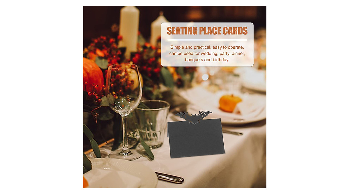Gadpiparty 50pcs Halloween Bat Place Cards for Parties
