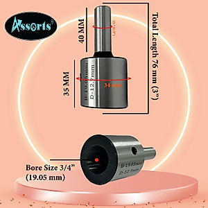 Annular Cutter 1/2" Shank Tool Steel Holder (Hard & Ground) with Lock Screw- Accepts/Suit 19 mm Shank rota broaches (OAL - 75 mm)