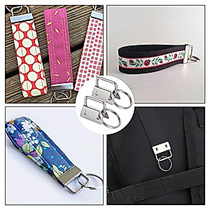 YOUNTHYE 100 Pack Key Fob Hardware 1 Inch Bulk, Silver Tone Key Chain Fob Wristlet with Key Ring for Wristlet Keychain, Key Lanyard, Key Chain Making Hardware Supplies