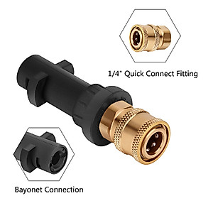 FUNTECK Trigger Gun Quick Connect Adapter for Karcher’s K3- K7 Handgun from 2010, Converts Bayonet Connection to 1/4 in. Quick Connect Female Fitting, 3000 PSI