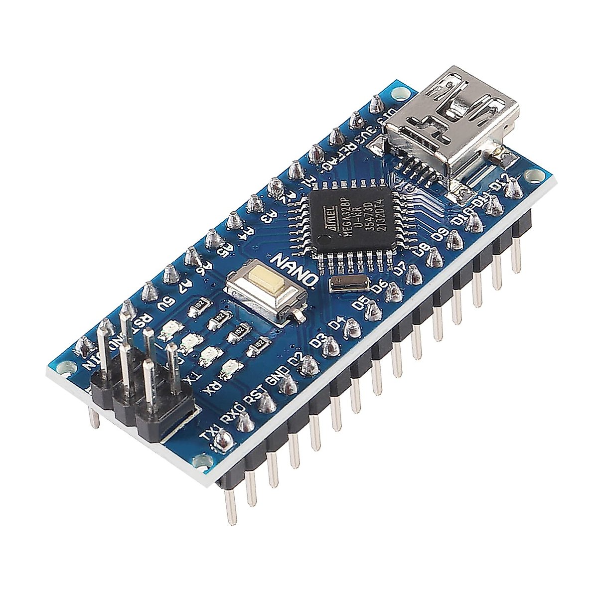 DWEII 2PCS for Nano V3.0 ATMEGA328P Module CH340C Chip 5V 16MHz Mini USB Micro-Controller Board with 2PCS Mini USB Cable Compatible with Arduino