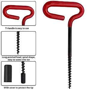 Tent Stakes, 4 Pcs Ice Nail Ground Nail Threaded Peg Nail Tent Fixer Accessory Tent Nail Ice Fishing Anchors Tool for Outdoor Camping Tent Ice Fishing Shelter Stake (Black R)