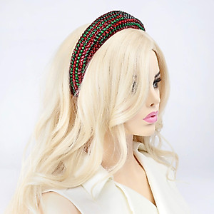 SP SOPHIA COLLECTION Women's Sparkling Crystal Padded Rhinestone Wide Bejeweled Hair Headband Party Hairband Hair Accessories in Lime