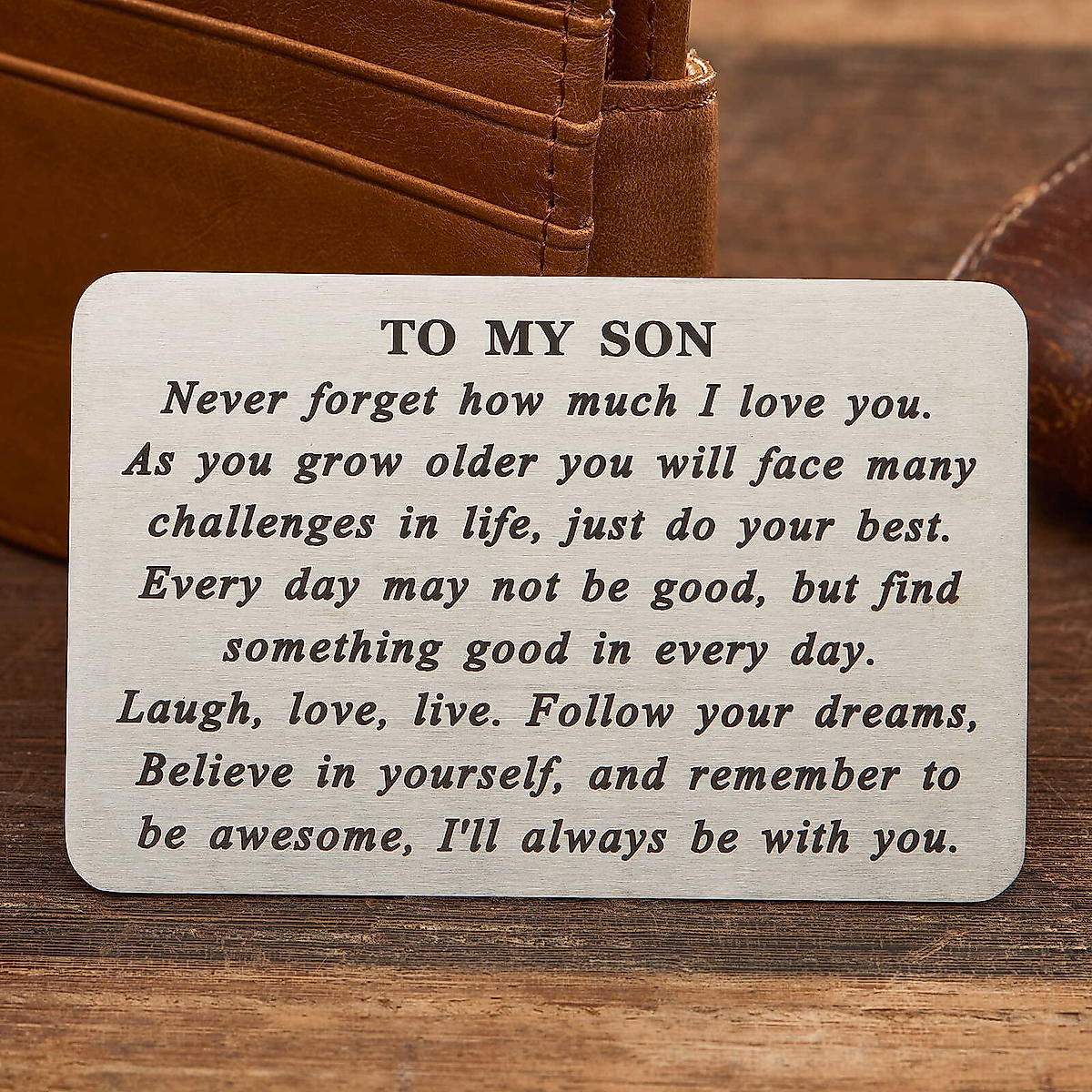 YYQX Son Gifts from Mom To My Son Wallet Card Inspirational Encouragement Graduation Birthday Back To School Gifts for Son Boys Men