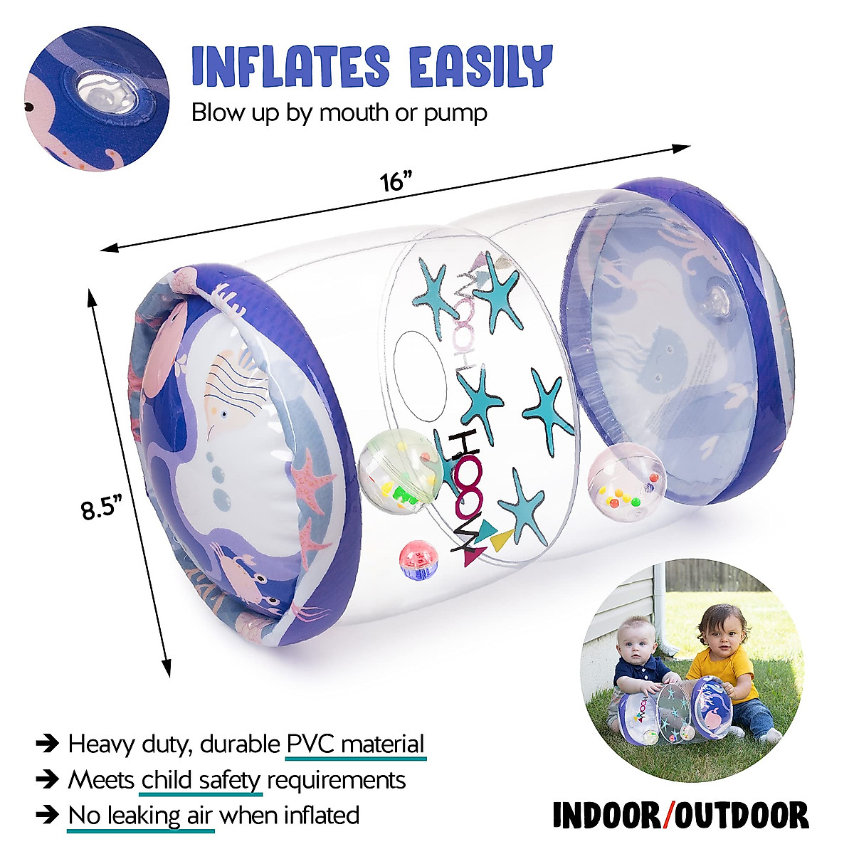 Hoovy Infant Crawling Toys | Toys for Crawling Babies | Crawling Toys for Babies 6-12 Months | Beginner Crawl Along Baby Roller | Drop Maze Tummy Time Activity Center | Early Development Jumbo Roller