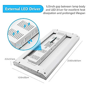 CINOTON 2FT 105W LED Shop Light with 14175LM,0-10V Dimmable Linear High Bay Lighting with 5000K,120-277V 135LM/W Commercial Hanging Lights for Garage Office Warehouse Workshop Factory UL Listed