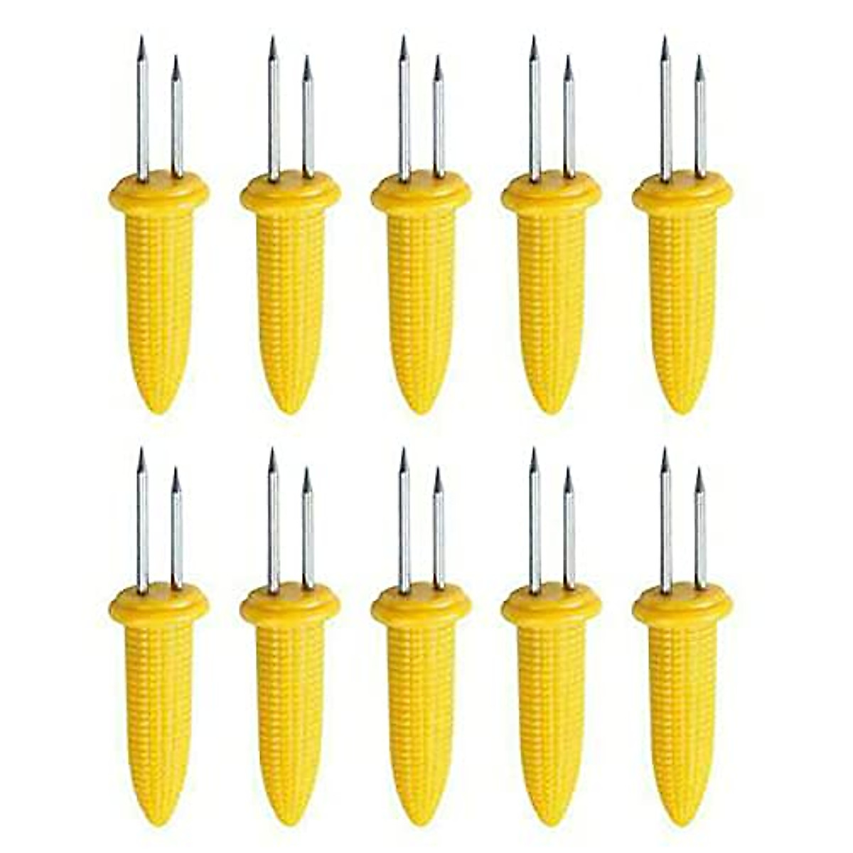 10 Pack Corn On The Cob Holders Stainless Steel Corn Holders Corn on The Cob Skewers for BBQ Twin Prong Sweetcorn Holders Home Cooking Fork Prong
