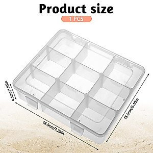 9 Grids Organizer Container with Removable Dividers Compartment Plastic Organizer Box Clear Crafts Thread Storage Containers for Jewelry Hardware Fitting Crafts Candies Snacks