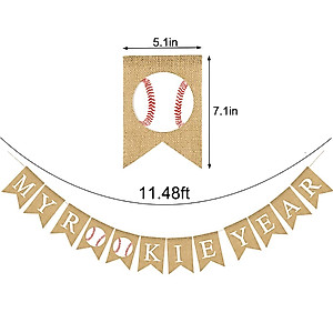 Jute Burlap My Rookie Year Banner Baseball Theme Boy 1st birthday Party Garland Decoration