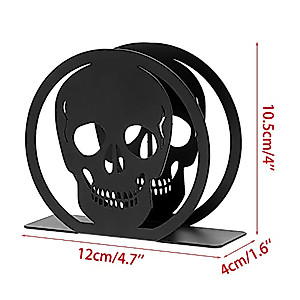 Sumnacon 2Pcs Metal Napkin Holders - Stylish Cocktail Napkin Holders for Tabletop Kitchen Countertop Dining Table, Decorative Guest Towel Holders for Picnic Party Wedding Dining, Black Skull